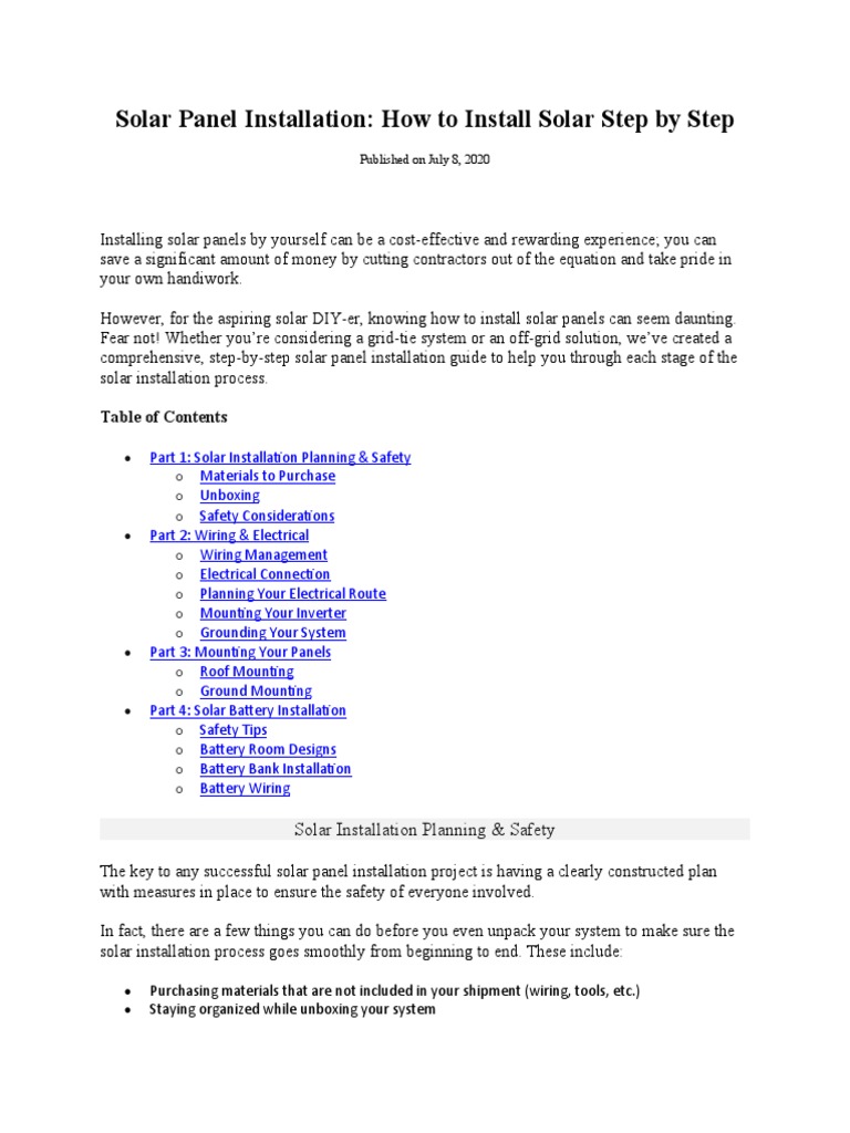 Solar Panel Installation | PDF | Electrical Wiring | Manufactured Goods