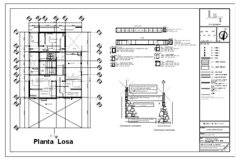 Planos Estructurales para Casa Habitacion | PDF | Materiales ...