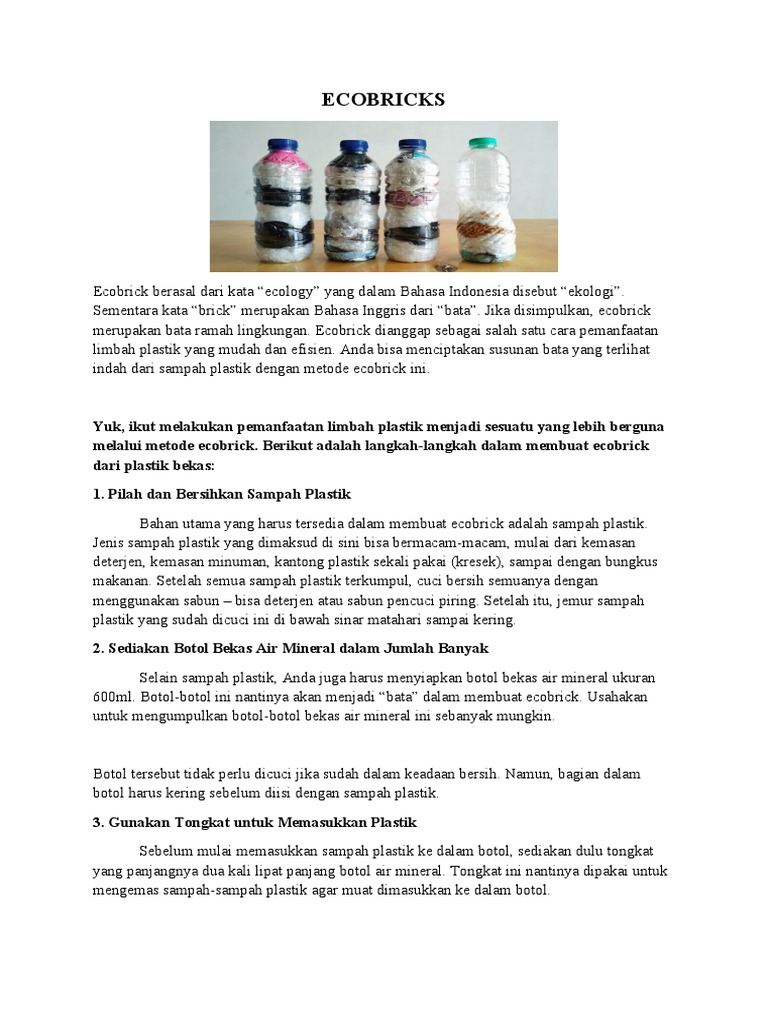 Cara Membuat Ecobrick dari Plastik | PDF | Griya & Taman | Seni