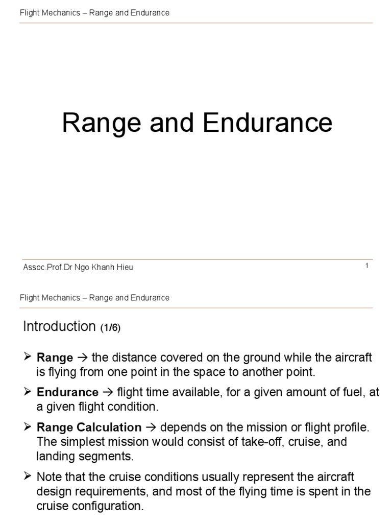 Lecture 06 Range and Endurance | PDF | Flight | Mechanical Engineering