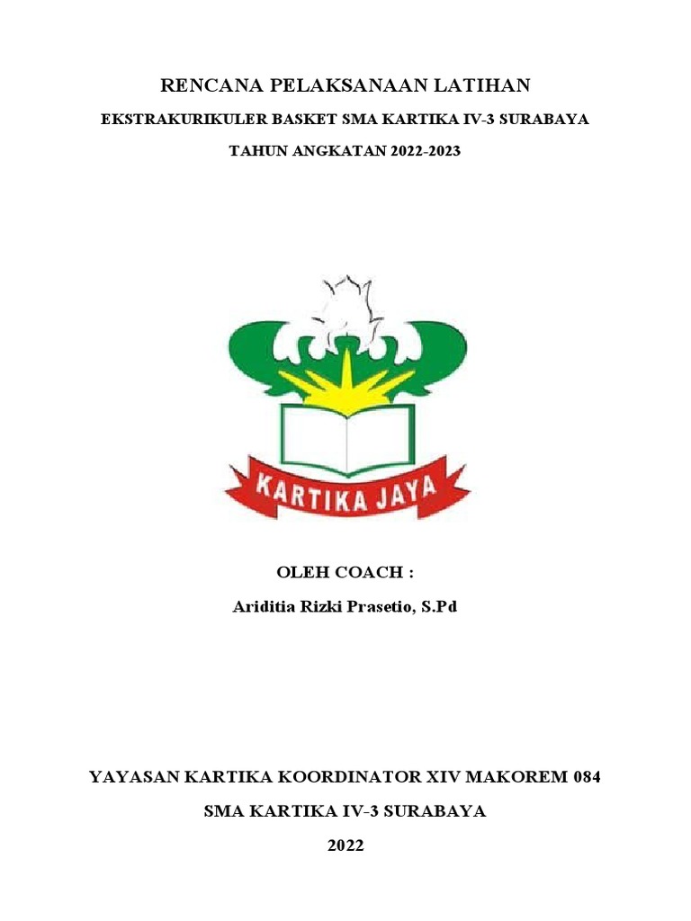 Laporan Program Latihan Bola Basket SMA KARTIKA IV-3 New | PDF