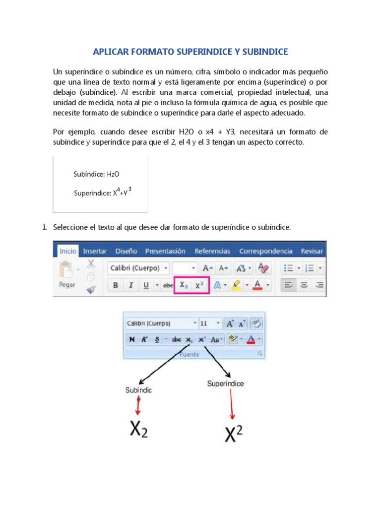 Aplicar Formato Superindice y Subindice | PDF