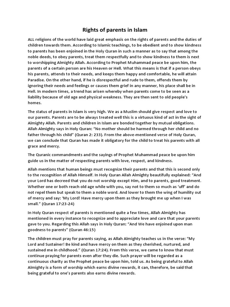 Rights of Parents in Islam | PDF | Muhammad | Quran