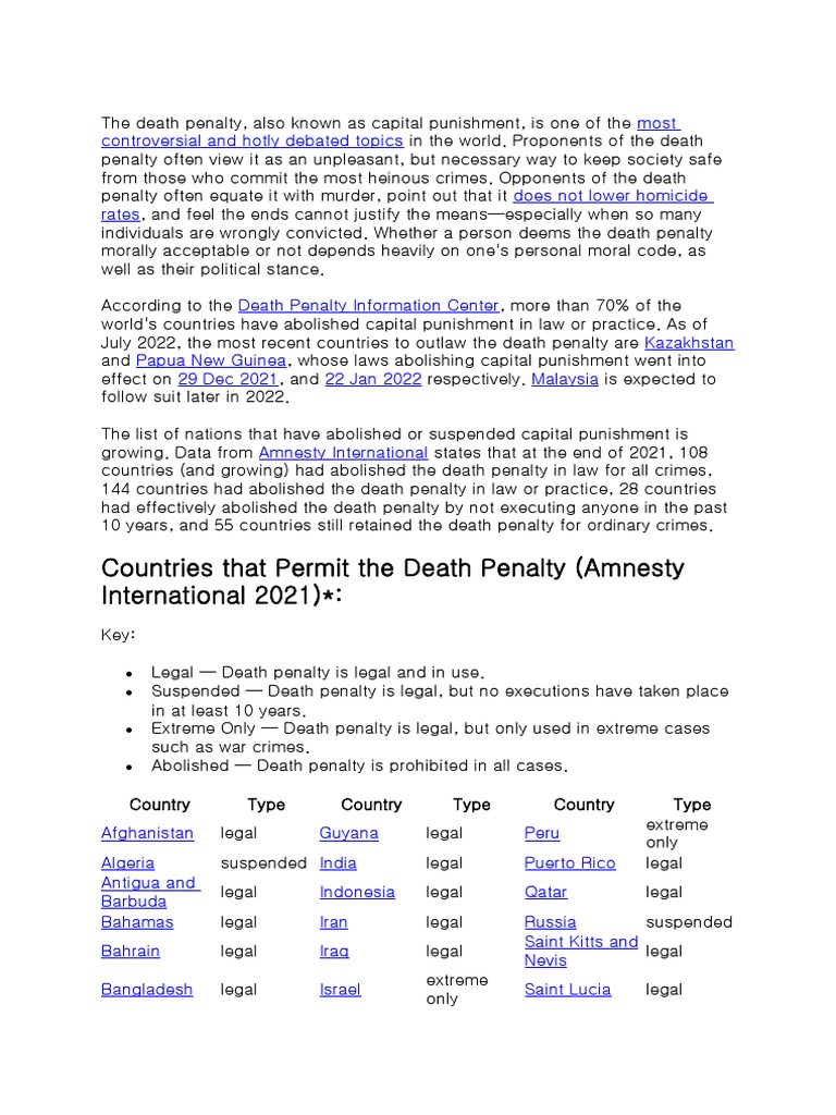 The Death Penalty | PDF | Capital Punishment | Death Row