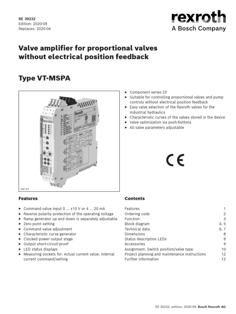 Rexroth - Valve Amplifier For Proportional Valves VT-MSPA | PDF | Vacuum Tube | Amplifier