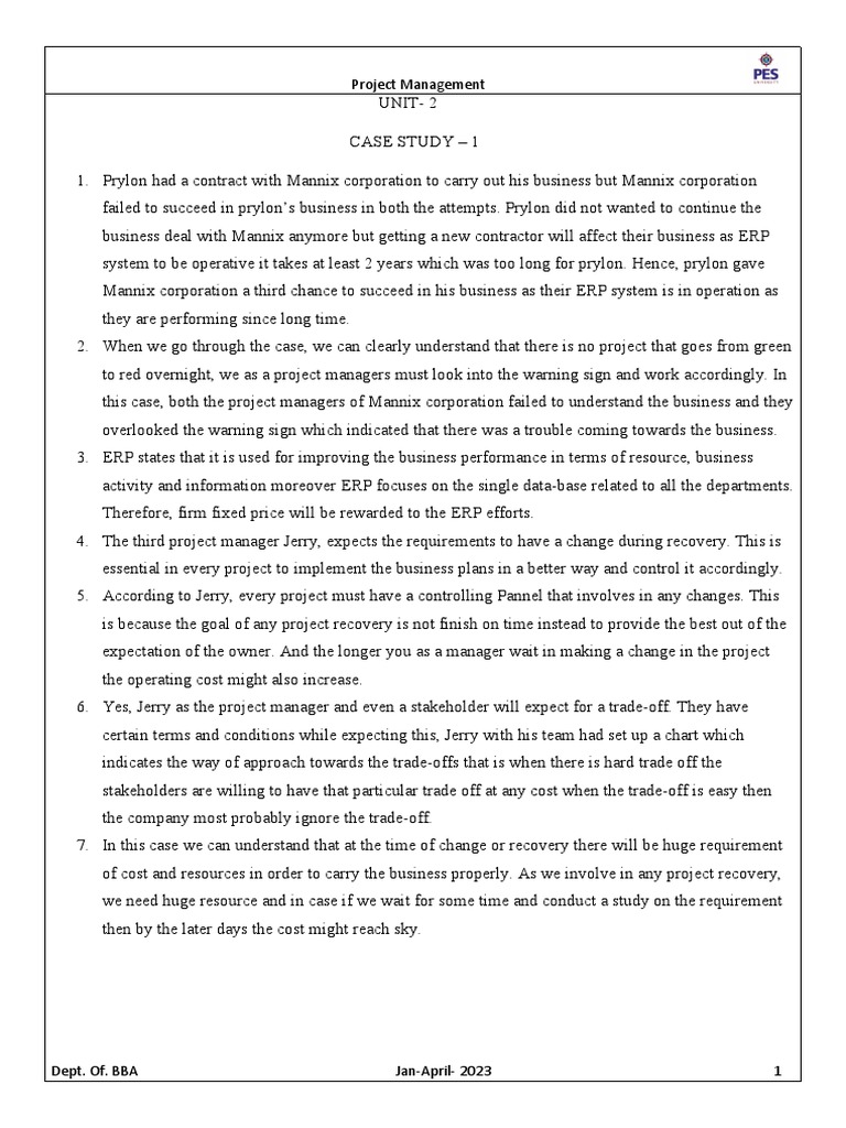 Project Management Case Study Recovery | PDF | Project Management | Business