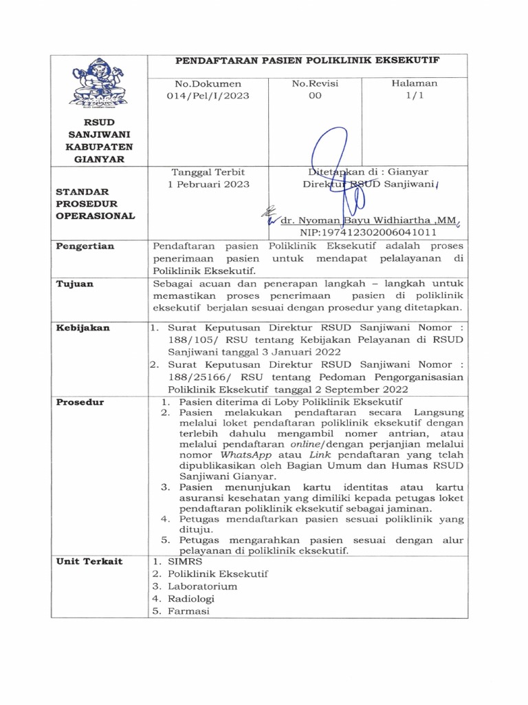 3.pendaftaran Pasien Poliklinik Eksekutif | PDF