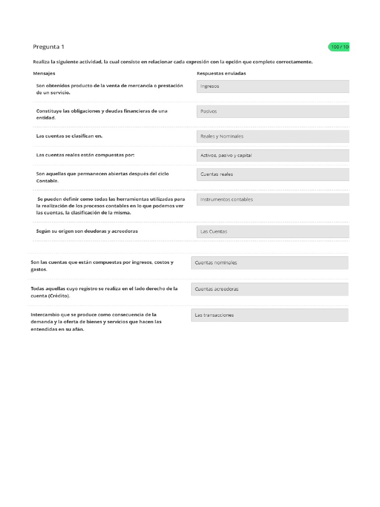 Unidad 2. Actividad 1. Autocorregible. Los Instrumentos Contables | PDF