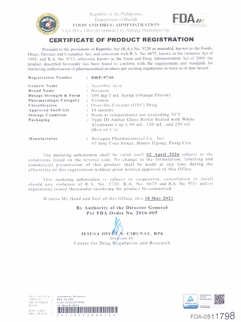 CPR Ascorbic Acid Syr 100mg5mL (NOVACEE) | PDF