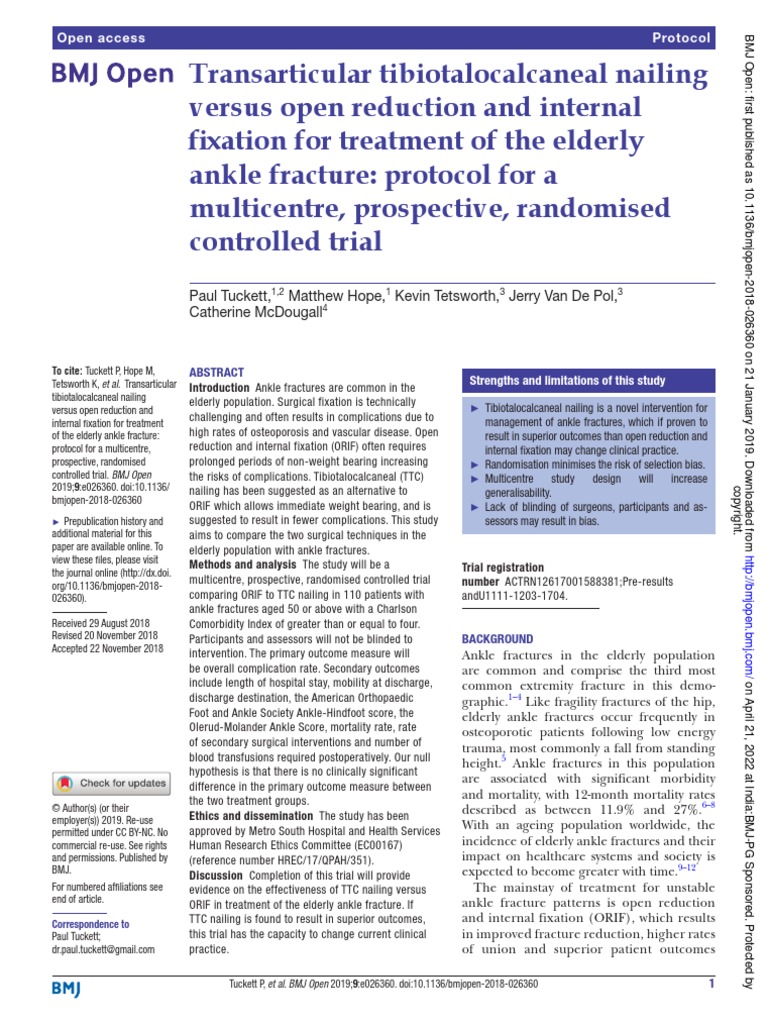 Tuckett P (2018) - Transarticular Tibiotalocalcaneal Nailing Versus ... Tuckett P (2018) - Transarticular Tibiotalocalcaneal Nailing Versus ...