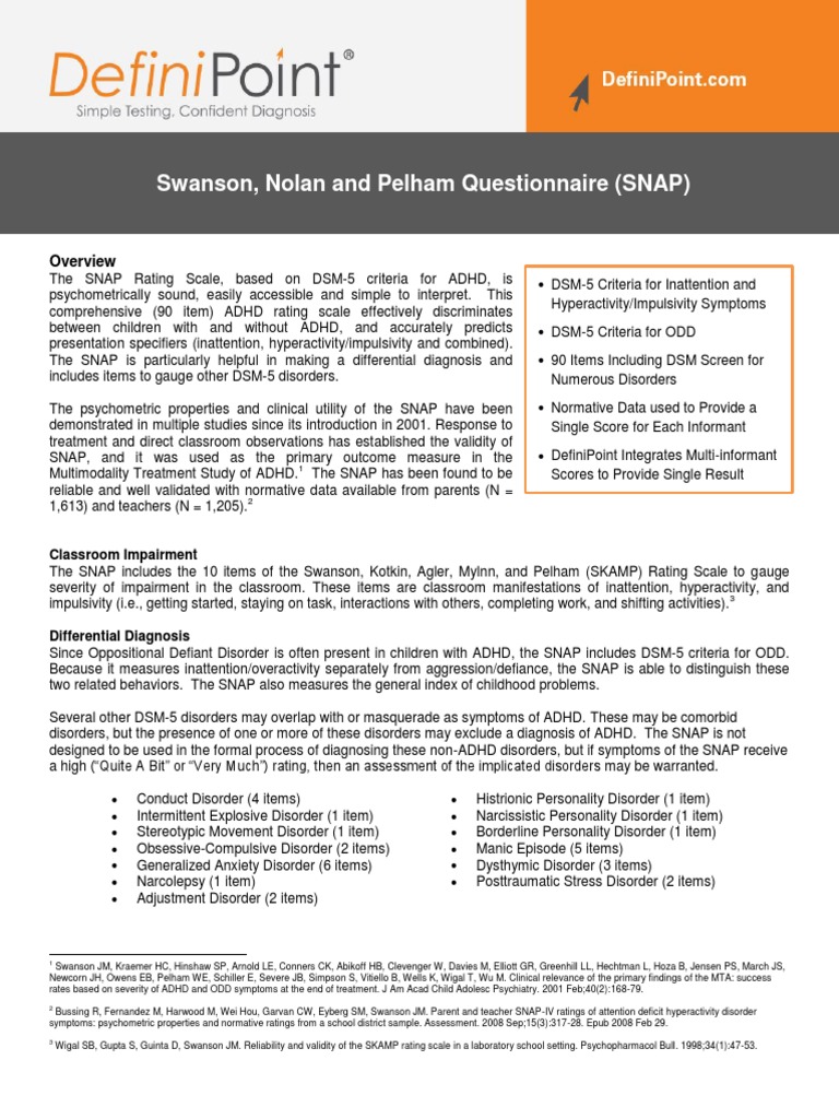 Snap DSM 5 | PDF | Attention Deficit Hyperactivity Disorder | Mental Health