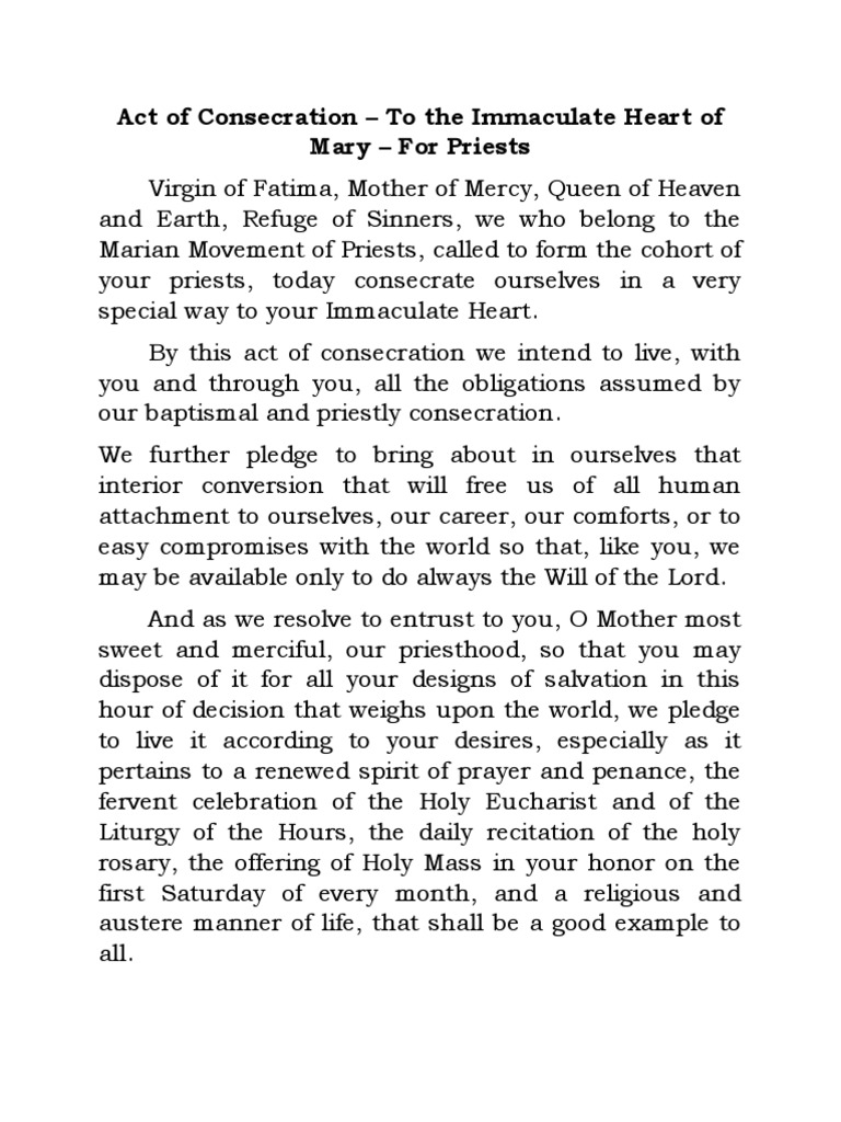 Act of Consecration | PDF | Mary, Mother Of Jesus | Consecration