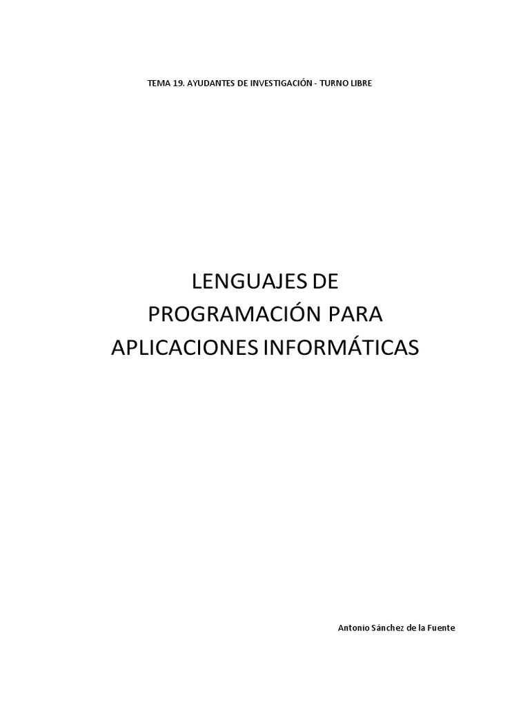 19AYU-TL - Tema 19 - Lenguajes de Programaci N para Aplicaciones Inform Ticas | PDF | Compilador ...