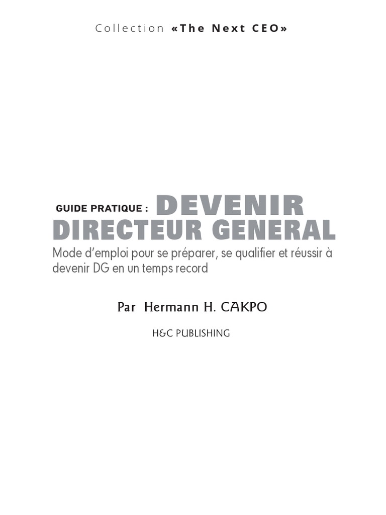 Devenir Directeur General | PDF | Business | Comptabilité