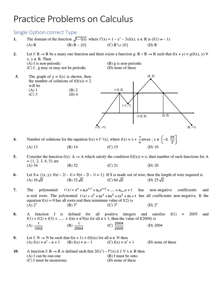 Practice Problems (Calculus) | Download Free PDF | Function (Mathematics) | Maxima And Minima