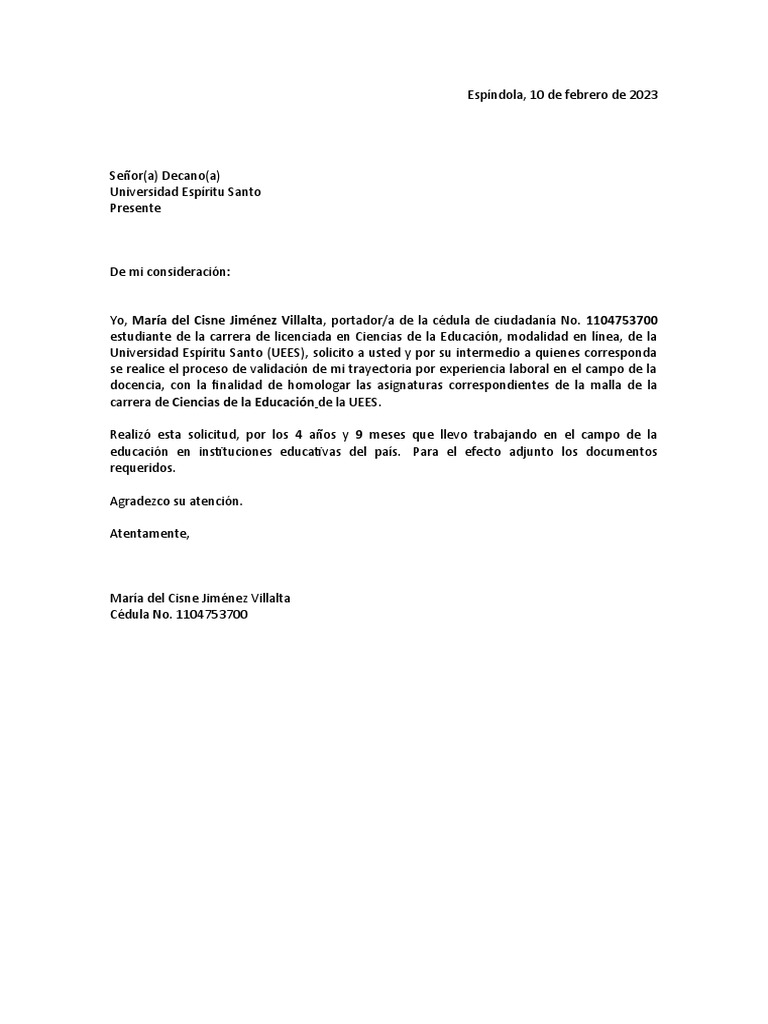 Carta de Validación Ejer - Profesional Educación | PDF Carta de Validación Ejer - Profesional Educación | PDF