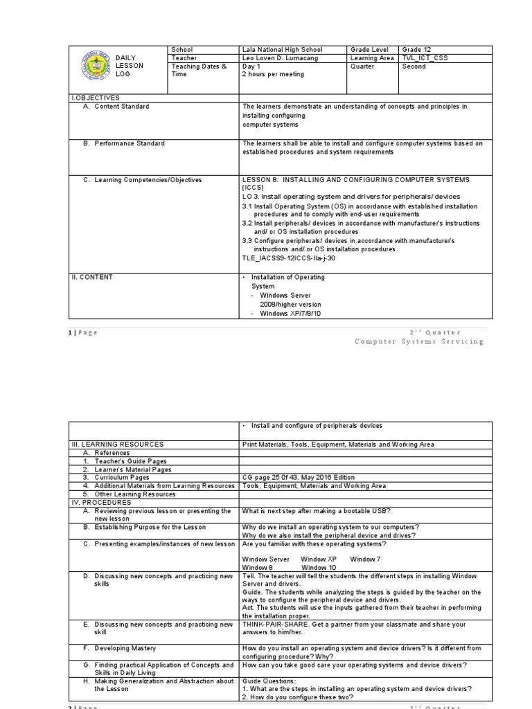 CSS - 1st Sem - 2nd Quarter - DLL | PDF | Operating System | Microsoft Windows