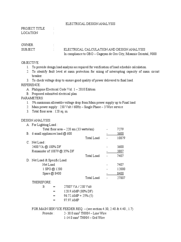 Electrical Design Analysis Overview | PDF | Power Supply | Power (Physics)
