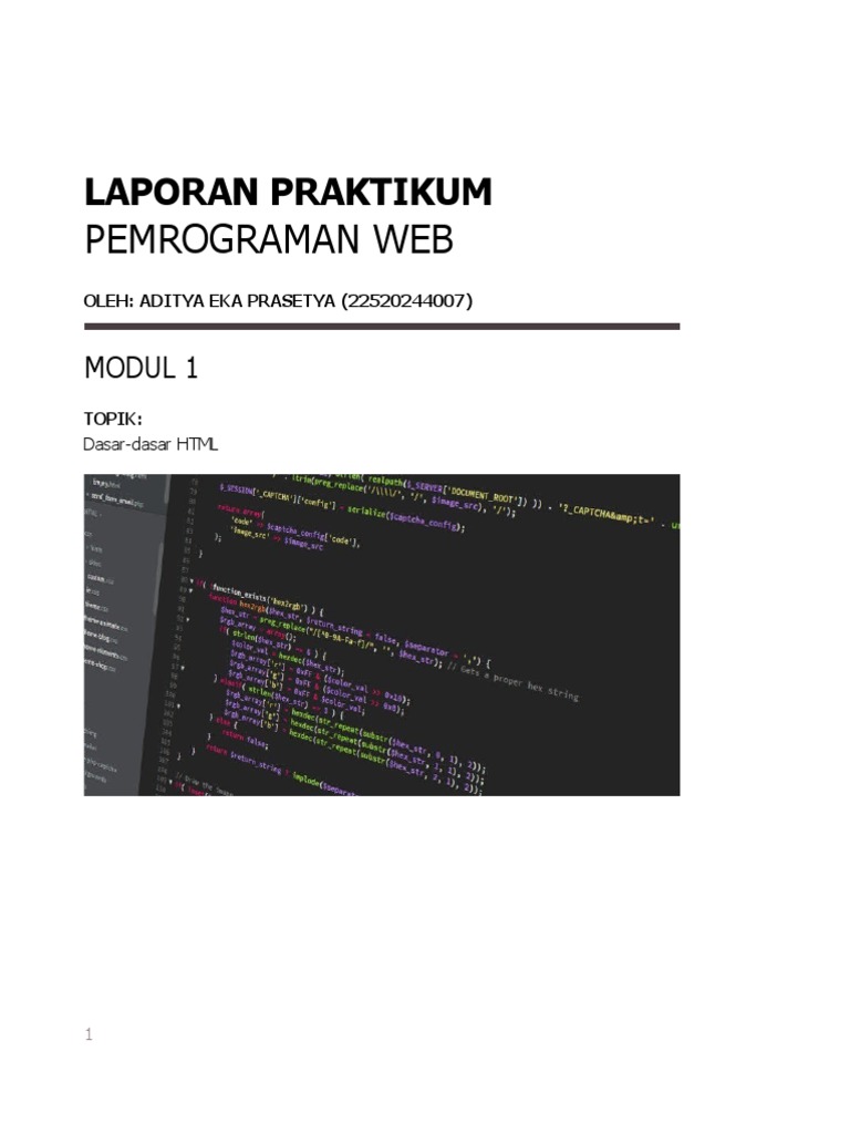 Laporan Praktikum Pemrograman Web 1 | PDF