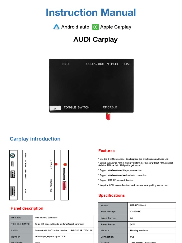 AUDI Carplay User Manual | PDF | Hdmi | Android (Operating System)