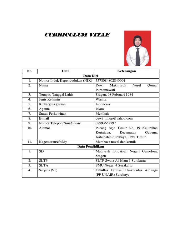 CV Bu Dewi KEPK Online | PDF