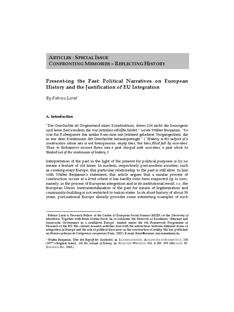 Larat - Present Ing The Past Political Narratives On European History ...