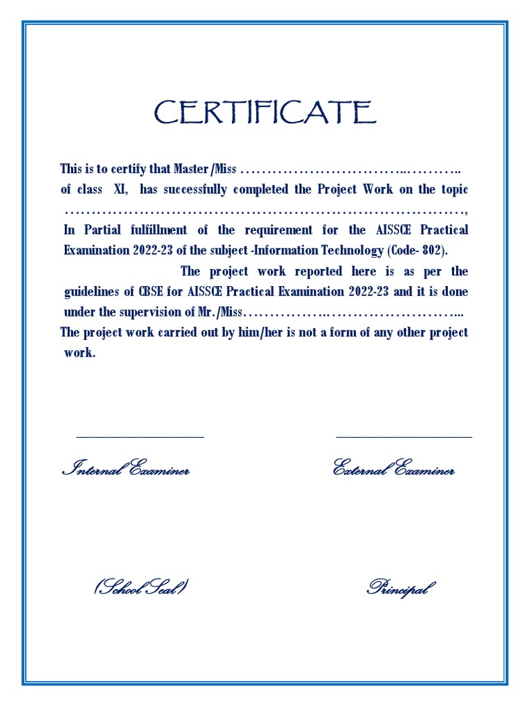 Project Certificate | PDF