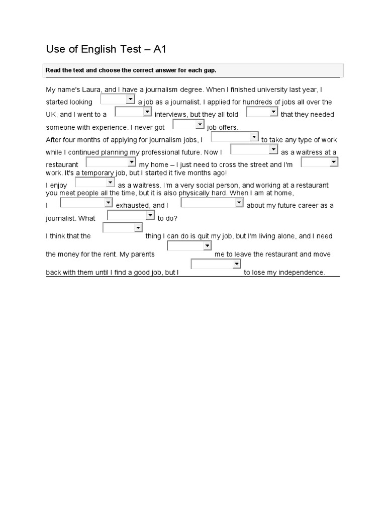 Tasks A1 Level | PDF