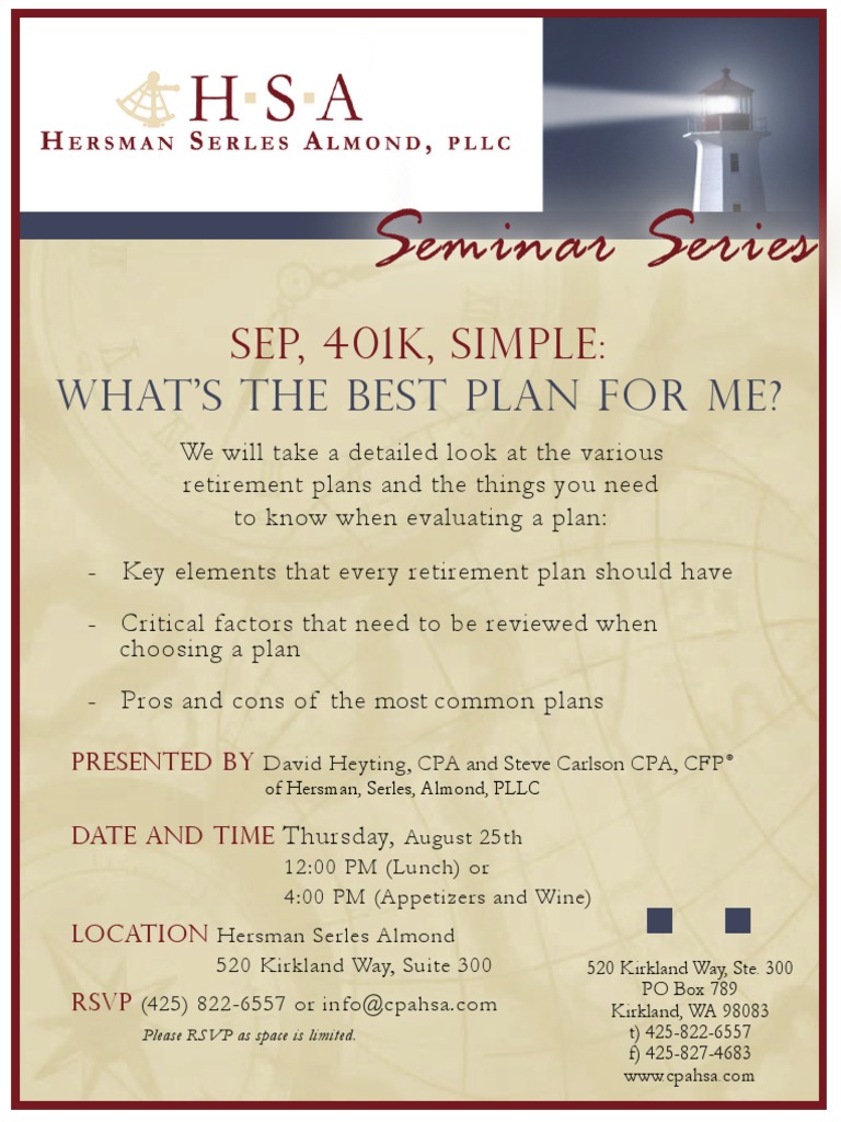Retirement Plan Seminar in Kirkland | PDF