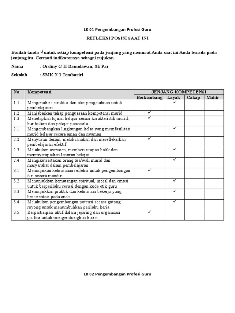 LK 01, 02, 03 Pengembangan Profesi Guru | PDF