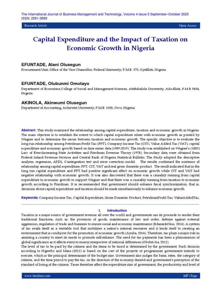 Capital Expenditure and The Impact of Taxation On Economic Growth in Nigeria | PDF | Taxes ...