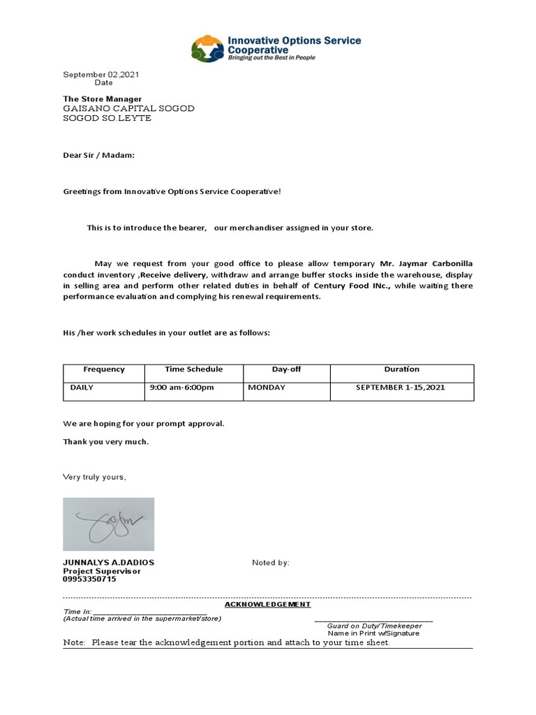 Reliever Letter (1) | PDF