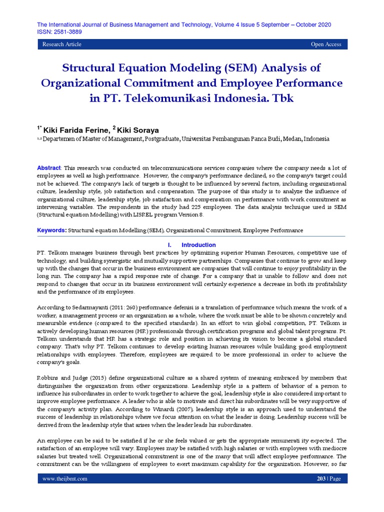 Structural Equation Modeling Sem Analysis Of Organizational Commitment And Employee