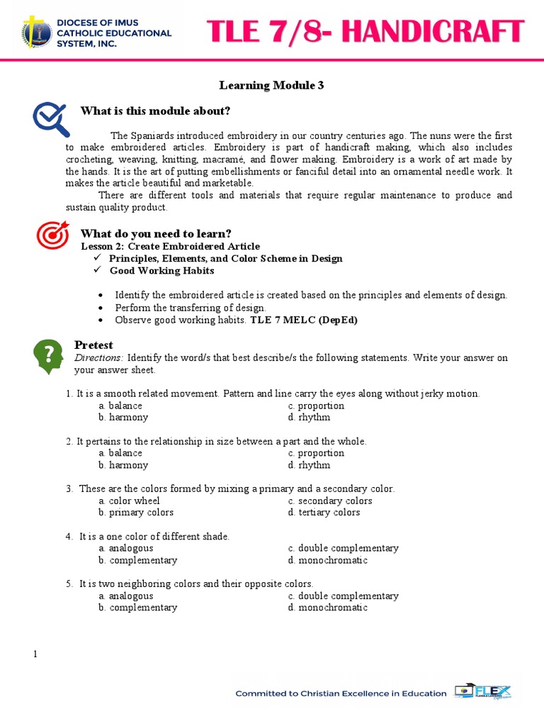 Module 3 - Handicraft 7 8 Revised | PDF | Color | Qualia