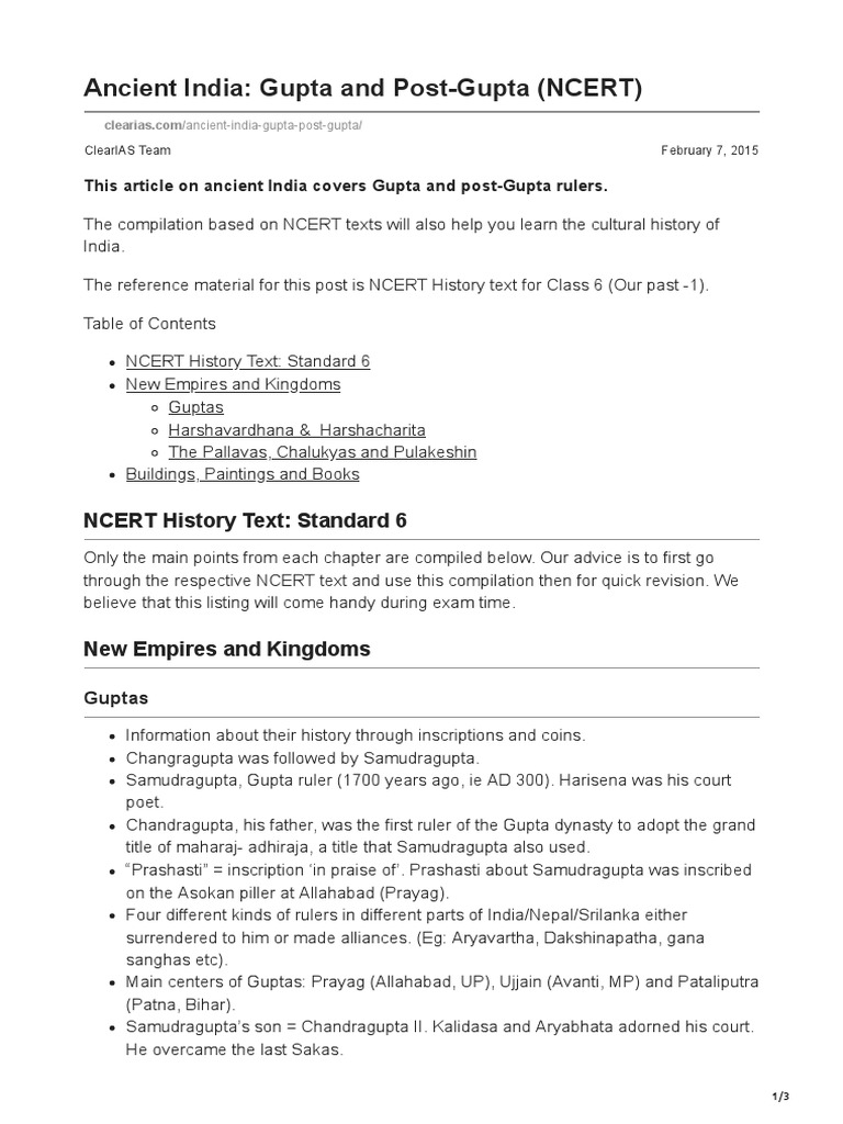 Ancient India Gupta and Post-Gupta NCERT | PDF | Indian Religions ...