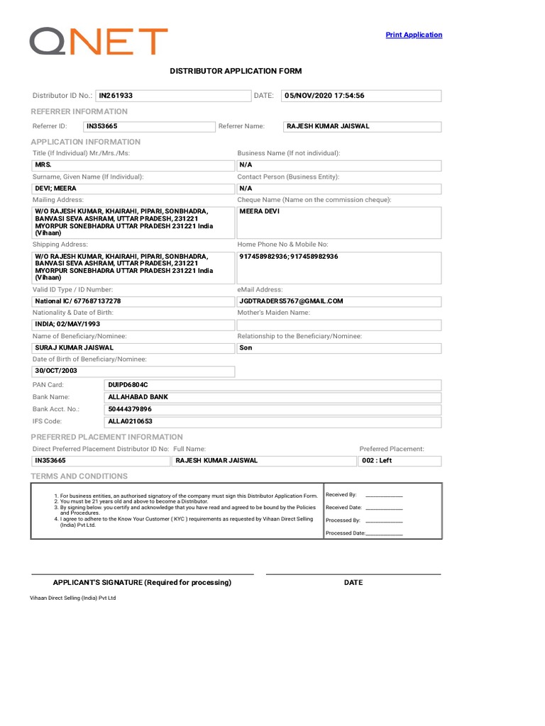 Distributor Application Form | PDF | Value Added Tax | Taxes