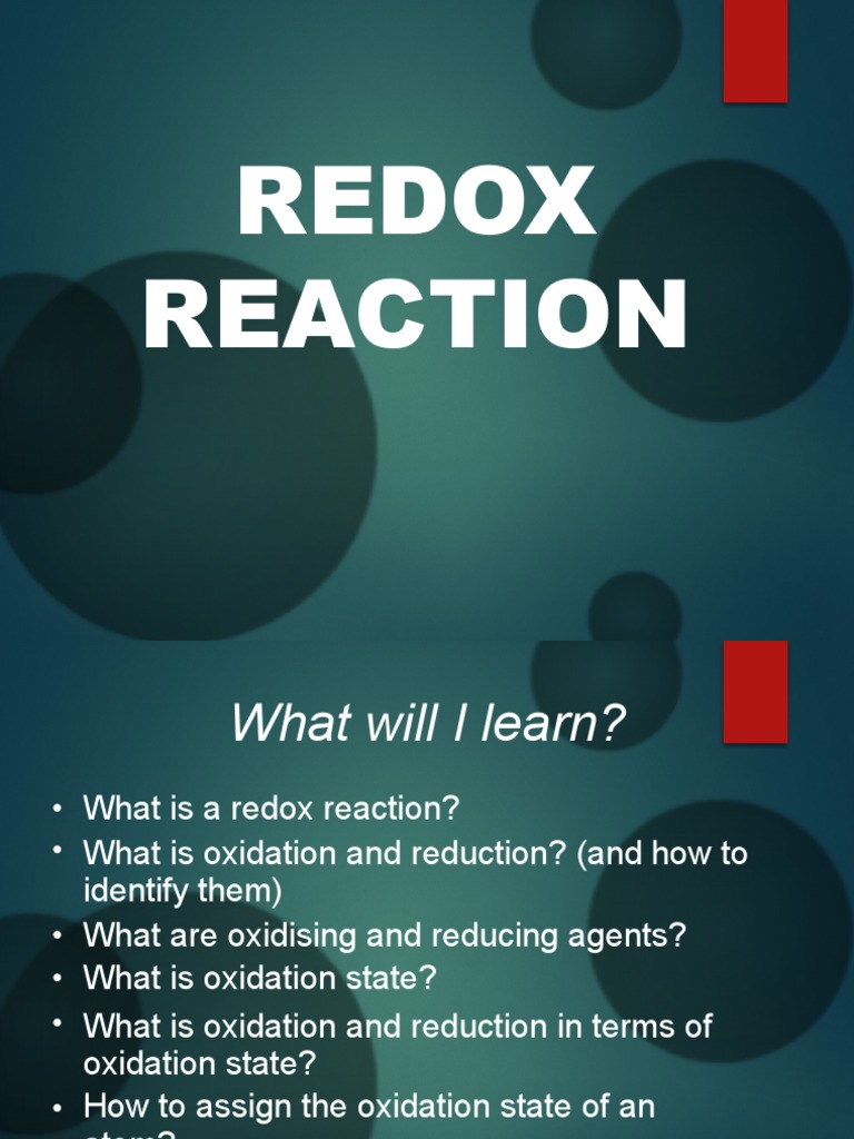 Redox Reactions: An Introduction to Oxidation-Reduction Processes | PDF ...