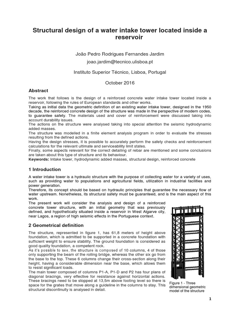 Structural Design of A Water Intake Tower Located Inside A Reservoir | PDF | Bending | Beam ...