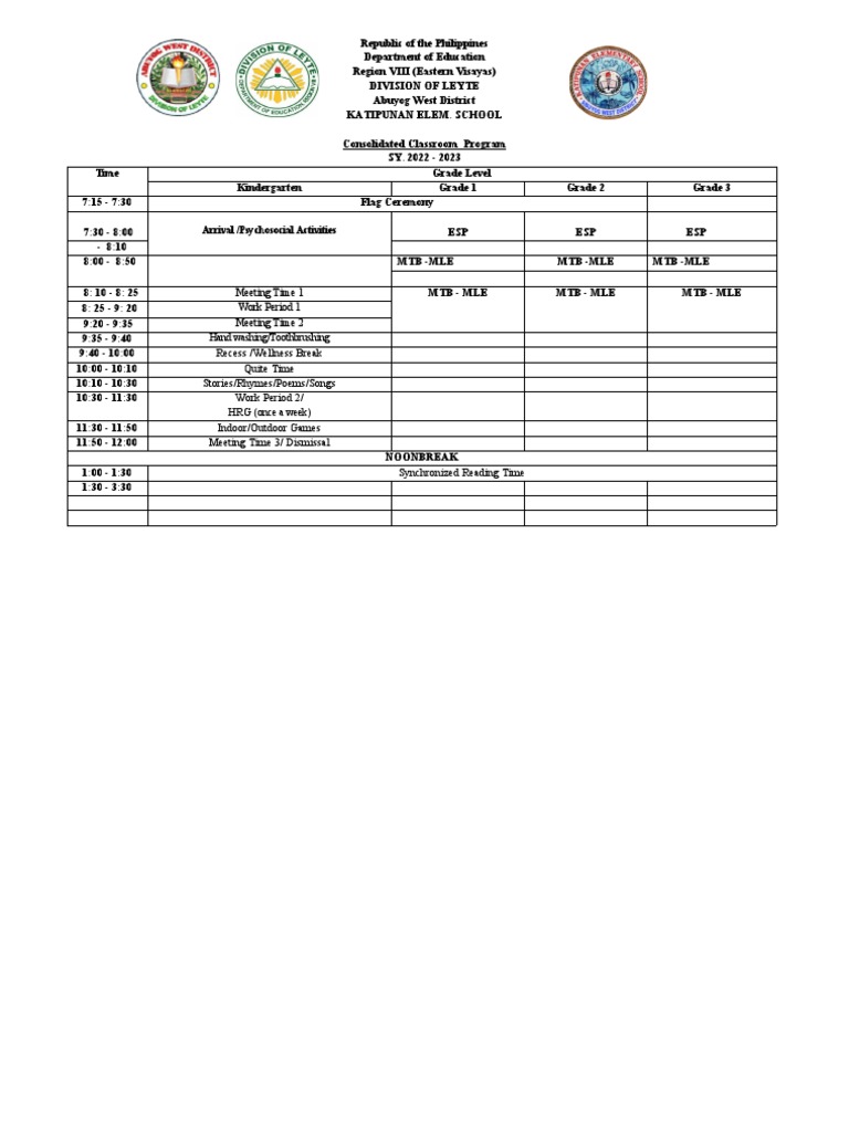 Consolidated Classroom Program | PDF