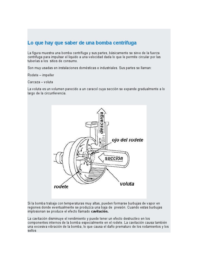Lo que hay que saber de una bomba centrífuga | PDF | Bomba | Tecnología ...