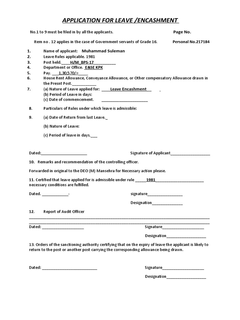 Leave Admissibility Report | PDF