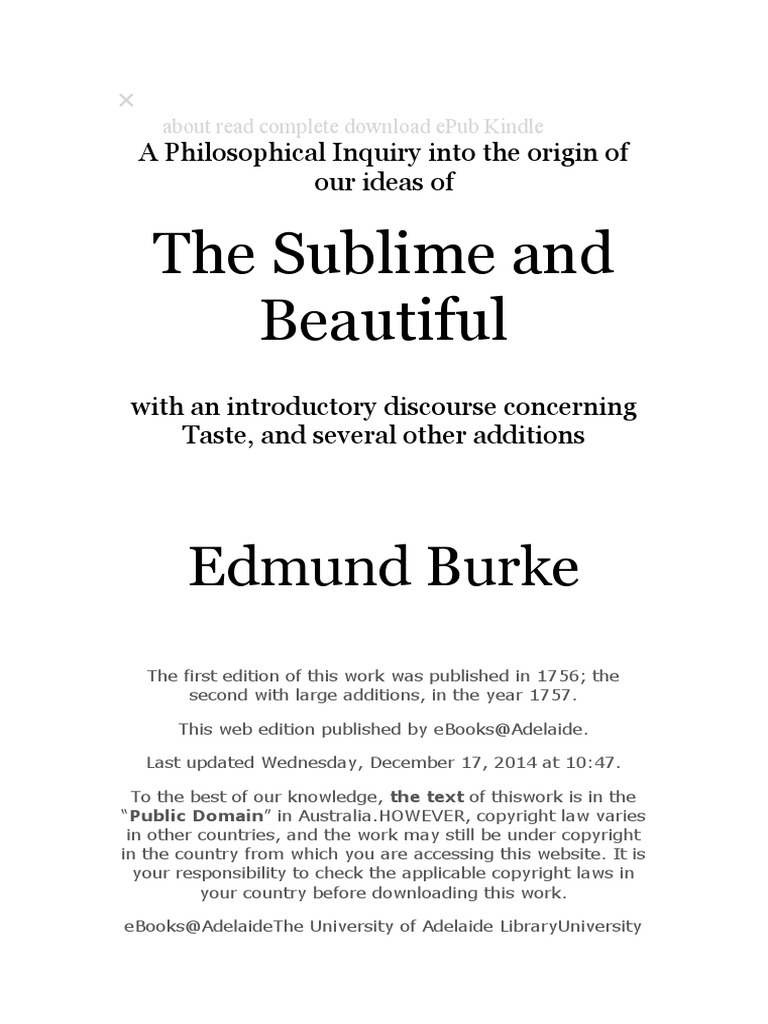 Edmund Burke - The Sublime and Beautiful | PDF | Reason | Beauty