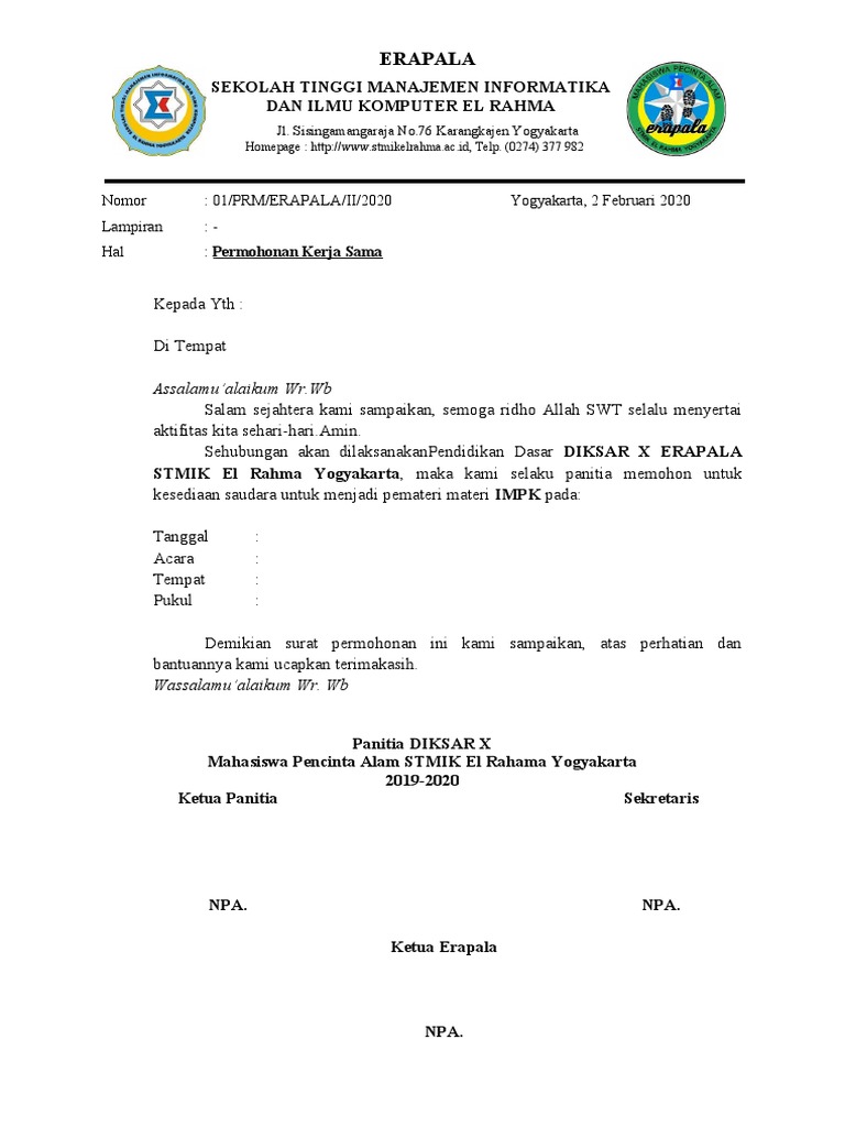 003 Master Surat Udangan Pemateri | PDF