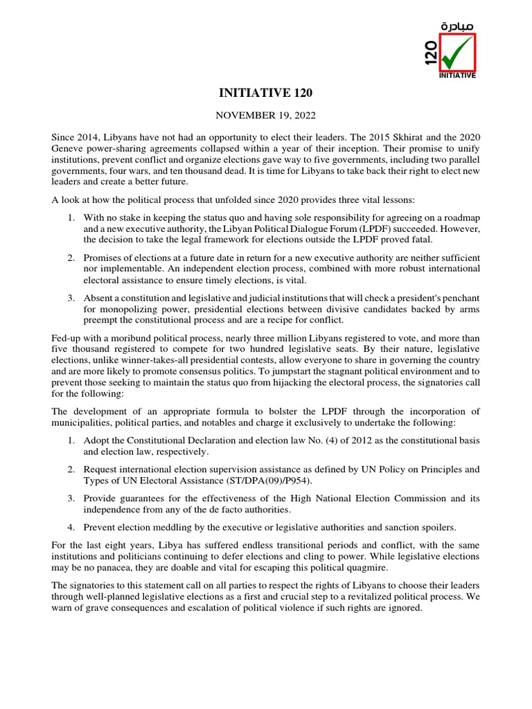 Initiative 120-EN | PDF | Libya | Government