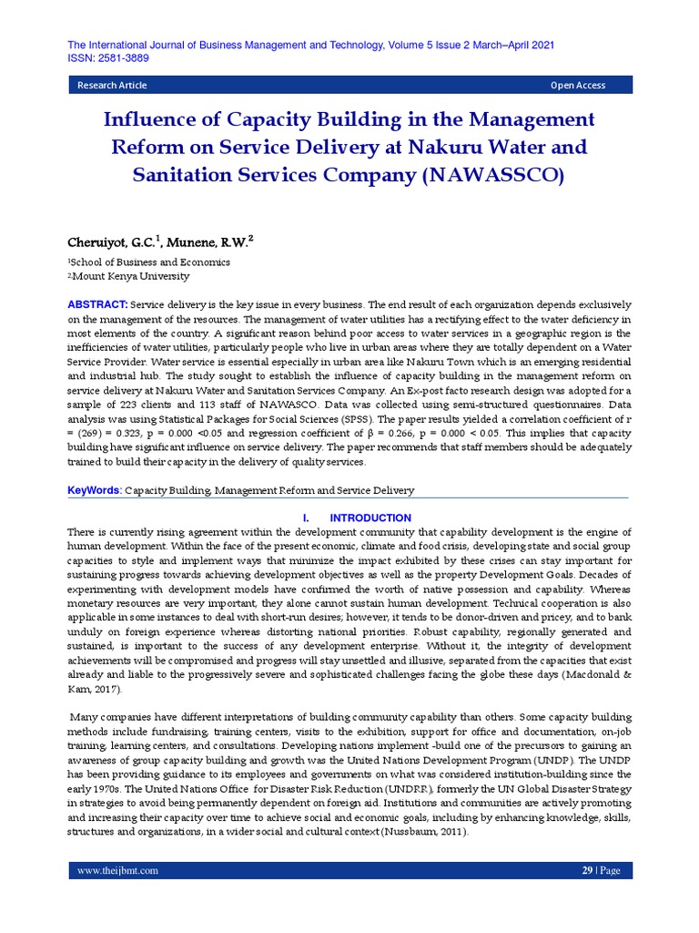 Influence of Capacity Building in The Management Reform On Service ...