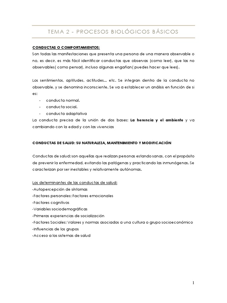 Tema 2 Procesos Biologicos Basicos Modificado | PDF | Las emociones | Memoria