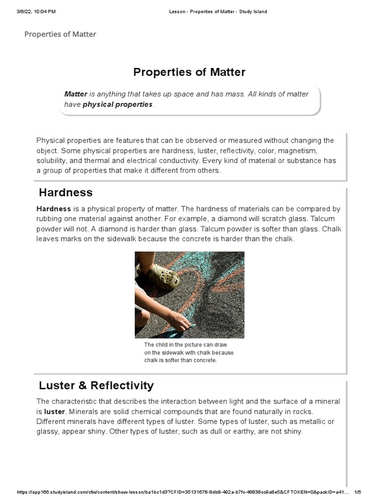 Lesson - Properties of Matter - Study Island | PDF | Electrical ...