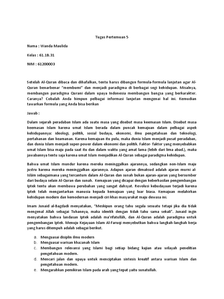 Paradigma Qurani untuk Kemajuan Bangsa | PDF