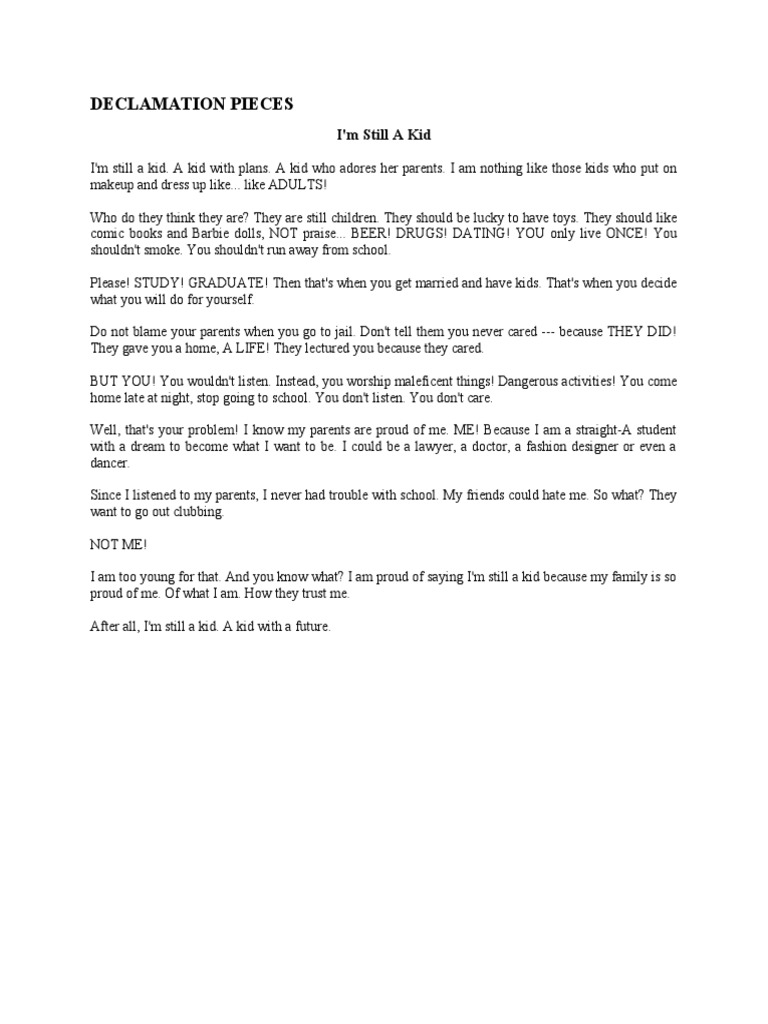 Declamation Pieces | PDF