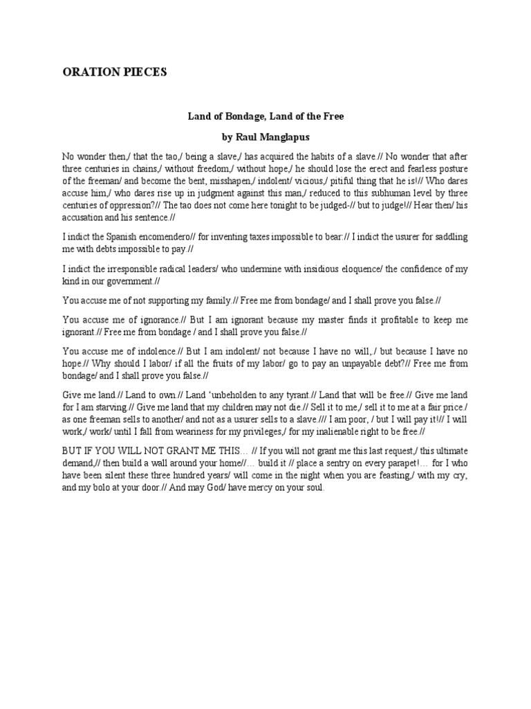 Oration Pieces | PDF